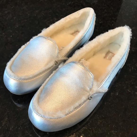 UGG | Shoes | New Ugg Hailey Slipper Loafer Metallic Silver 9 | Poshmark